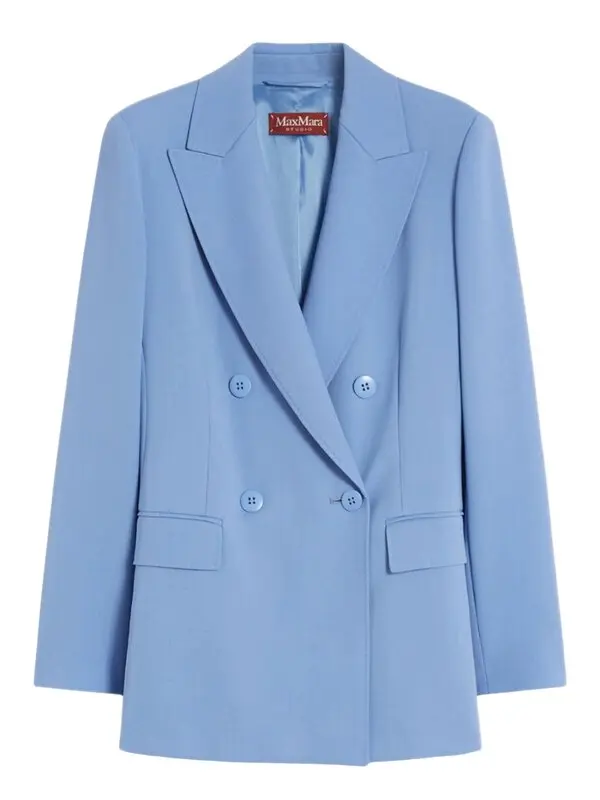 Max Mara Pure Wool Crepe Satin Blazer - Azzurro