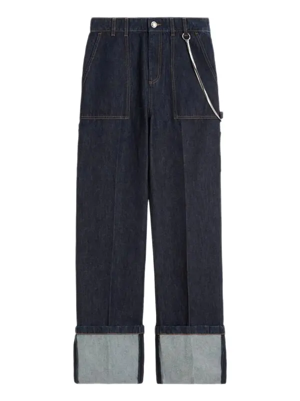 Sportmax Straight-leg Low-waist Trousers With Utility Pockets - Blu