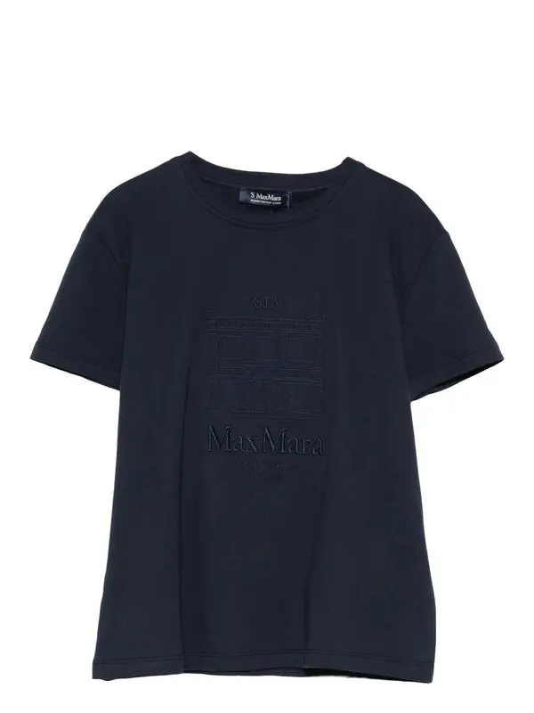 Max Mara Embroidered Cotton Mini T-shirt - Blu