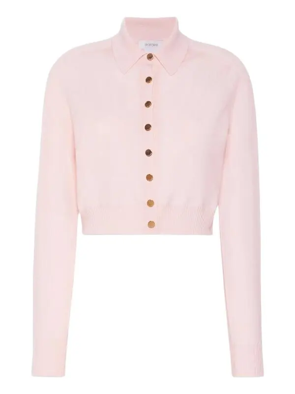Sportmax Pure Virgin Wool Collared Ribbed Sweater - Rosa