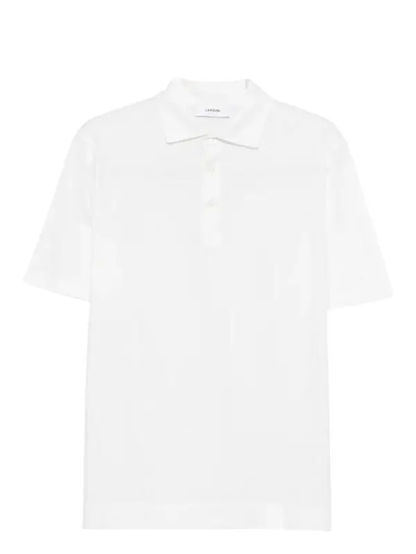 LARDINI Cotton-silk Blend Polo Shirt With Classic Button-down Collar - Bianco