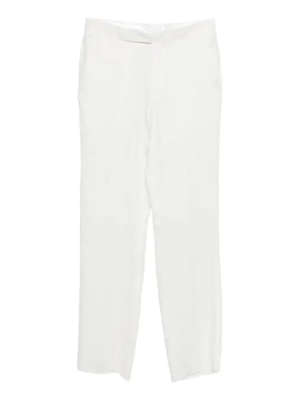 LARDINI Linen Trousers With Pressed Crease - Bianco
