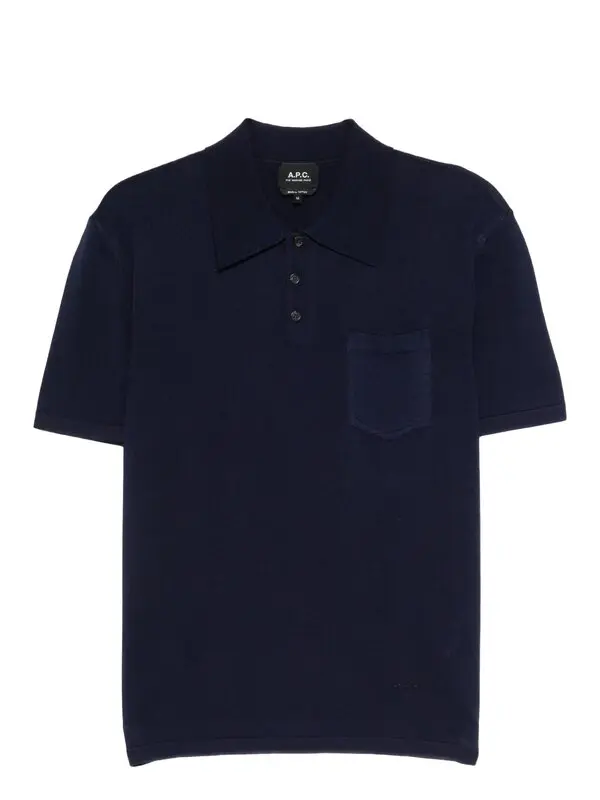 A.p.c. Cotton Short-sleeve Polo Shirt With Chest Pocket - Blu