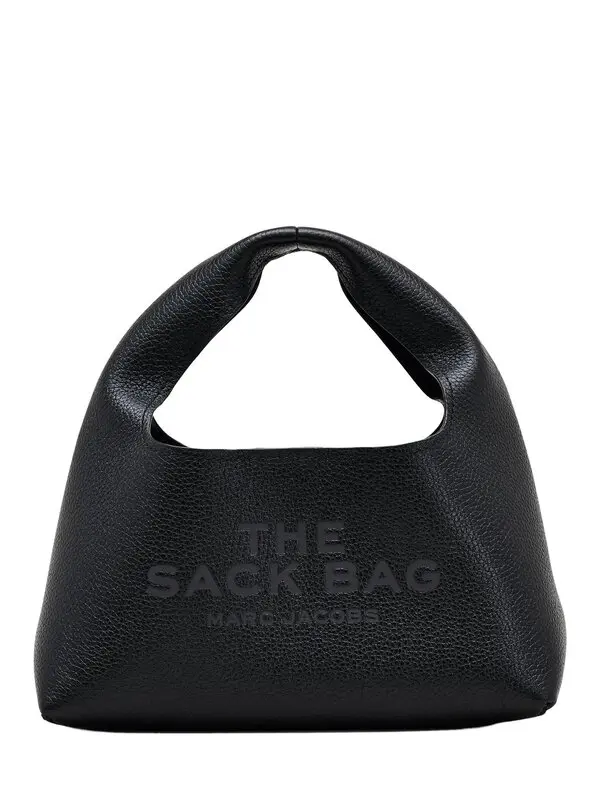 Marc Jacobs Structured Top Handle Leather Bag With Logo Print - Nero
