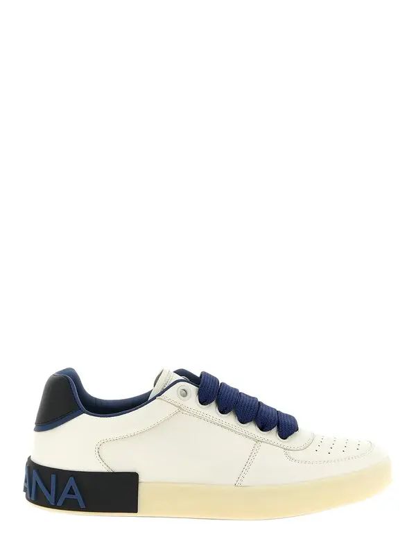 Dolce & Gabbana Calfskin Sneakers With Logo Detailing - Bianco