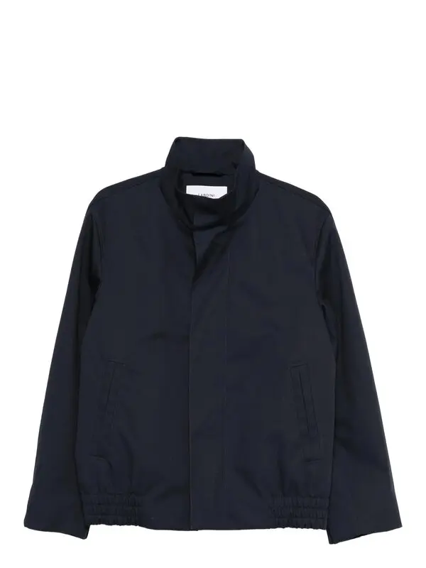 LARDINI High-neck Cotton Jacket With Drawstring Hem - Blu