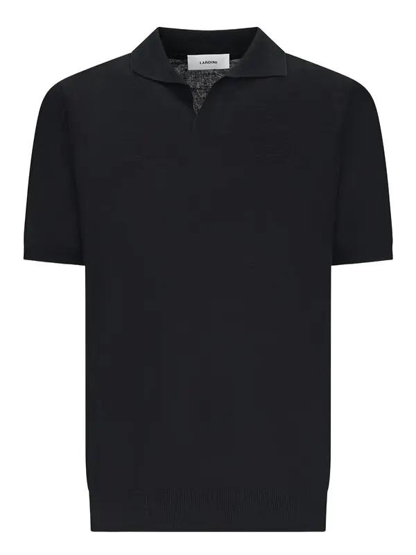 LARDINI Linen-cotton Notched Neck Short-sleeve T-shirt With Ribbed Hems - Nero