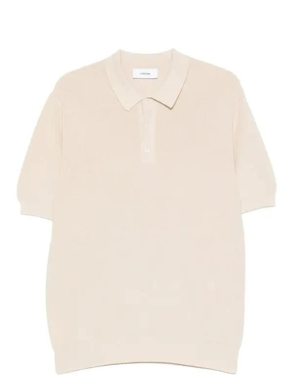 LARDINI Knit Polo Shirt With Short Sleeves - Bianco