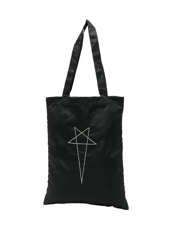Rick Owens Cotton Tote Bag With Logo Detail - Nero