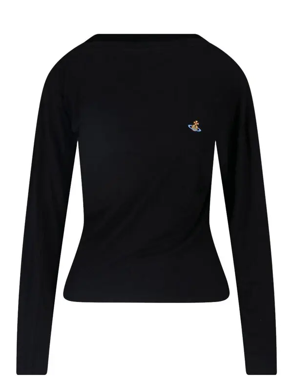 VIVIENNE WESTWOOD Viscose-blend Fitted Long Sleeve T-shirt - Black