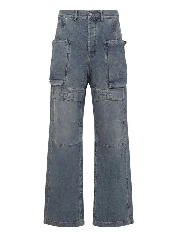 Rick Owens Cotton Cargo Pants With Flap Pockets - Blu