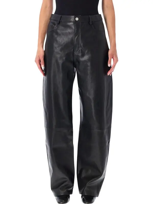 ARMA Soft Lamb Leather Barrel-leg Trousers - Nero