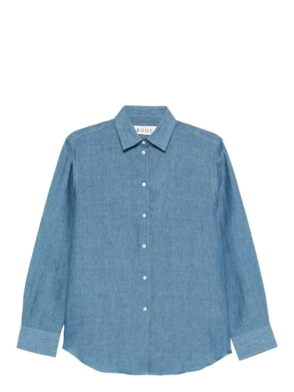 RÓHE Linen Shirt With Button Cuffs - Blu