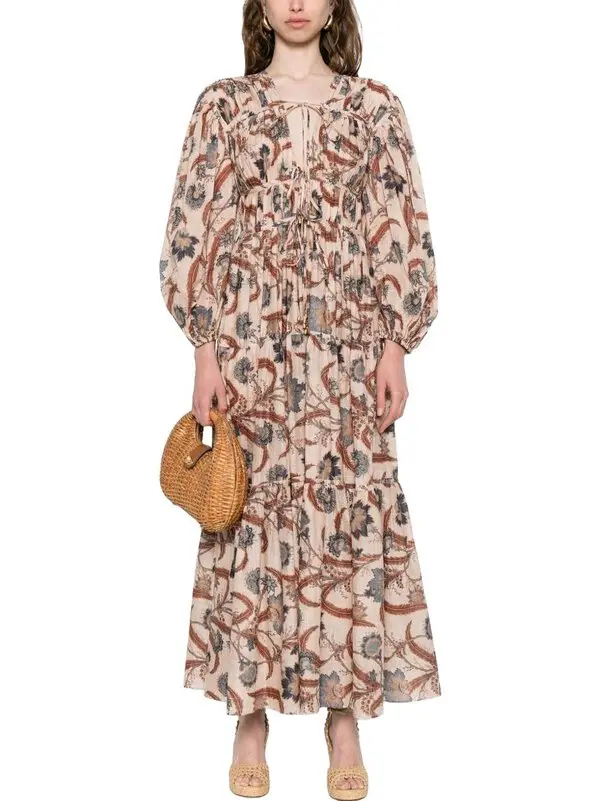 Zimmermann Maxi Dress With Pleated Skirt - Multicolor