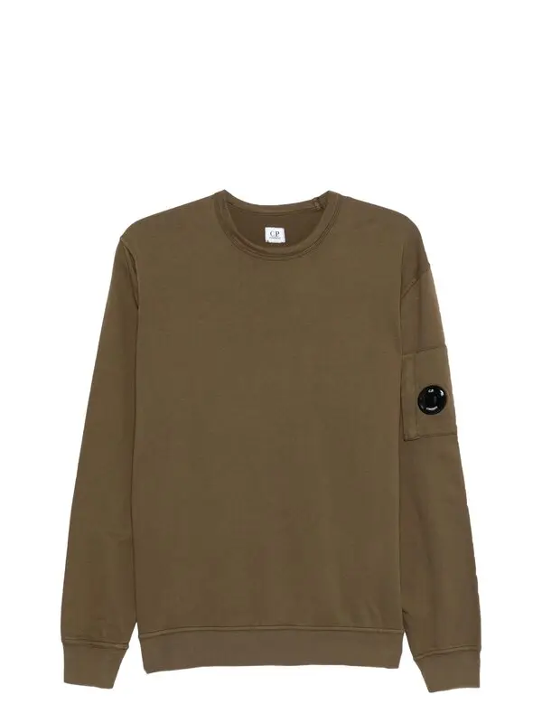 C.P. COMPANY Crewneck Sweatshirt With Lens Detail And Garment-dyed Finish - Verde