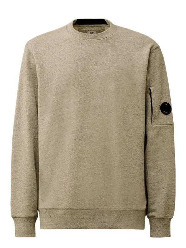 C.P. COMPANY Cotton Ribbed Crewneck Sweater With Embroidered Lens Detail - Grigio