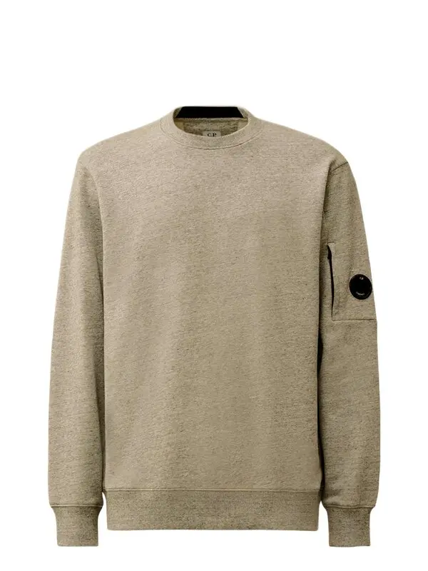 C.P. COMPANY Cotton Ribbed Crewneck Sweater With Embroidered Lens Detail - Grigio