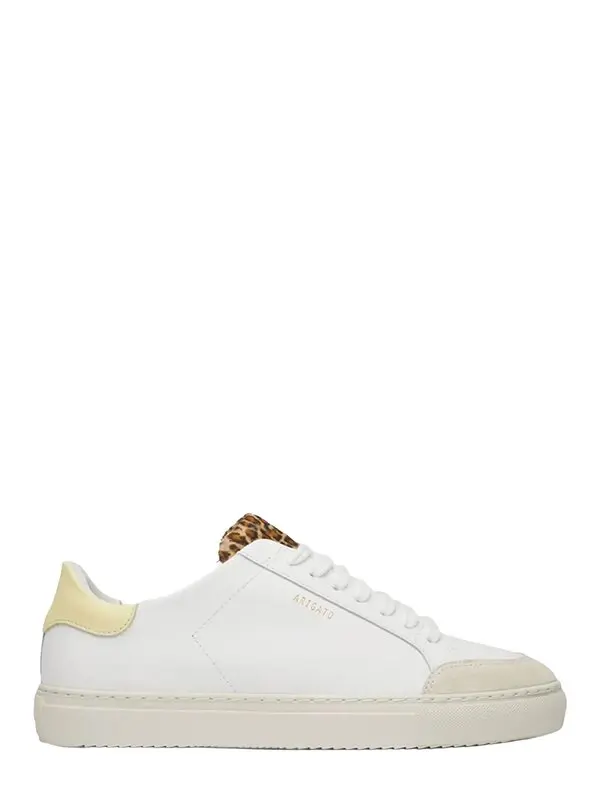 Axel Arigato Leather Sneakers With Suede Trim And Metallic Gold Logo - Bianco