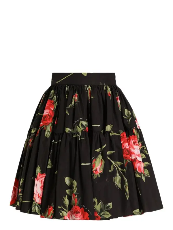 Dolce & Gabbana Rose Bouquet Mini Skirt - Nero