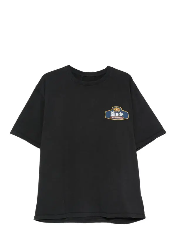 Rhude Crewneck T-shirt With Front And Back Print - Nero