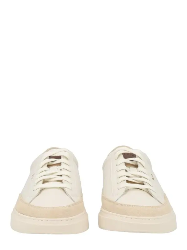 BOSS Leather Trim Lace-up Sneakers - White
