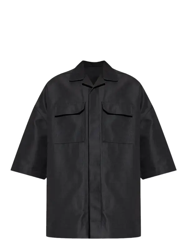 Rick Owens Classic Collar Short-sleeved Shirt With Chest Pockets - Nero