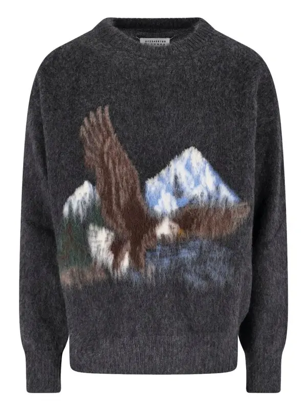 MAISON MARGIELA Wool-alpaca Blend Jacquard Sweater - Grey