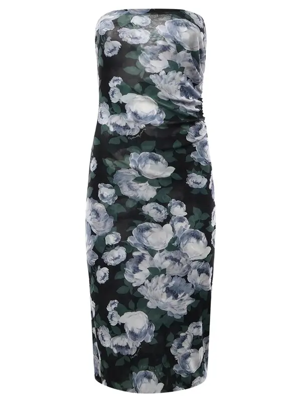 Stella McCartney Floral Print Sheer Midi Dress - Blu