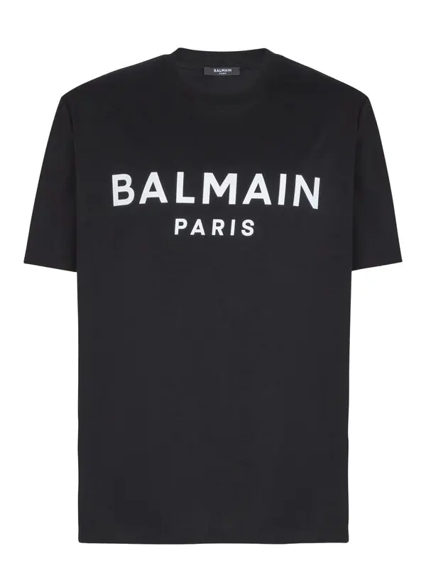 Balmain Print Cotton T-shirt, Regular Fit, Crew Neck - Nero
