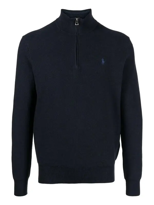 Polo Ralph Lauren Cotton Mock Neck Quarter-zip Sweater - Blu