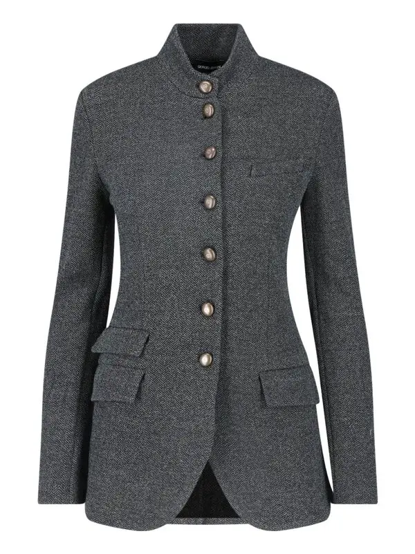 Giorgio Armani Tailored Herringbone Jacket - Green
