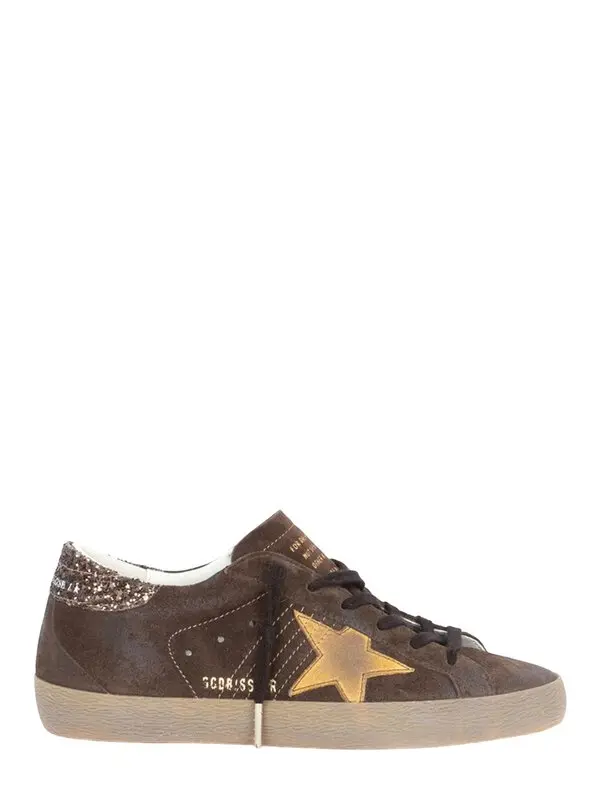 GOLDEN GOOSE Superstar Suede Sneakers With Sequins - Marrone