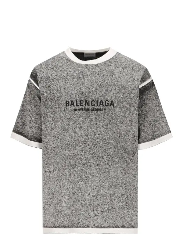 Balenciaga Logo-print Heathered T-shirt For - Black