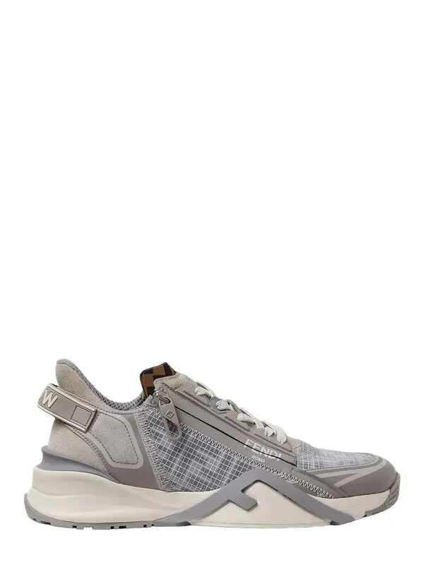 Fendi Slip-on Sneakers With Elastic Laces And Side Zip - Grigio