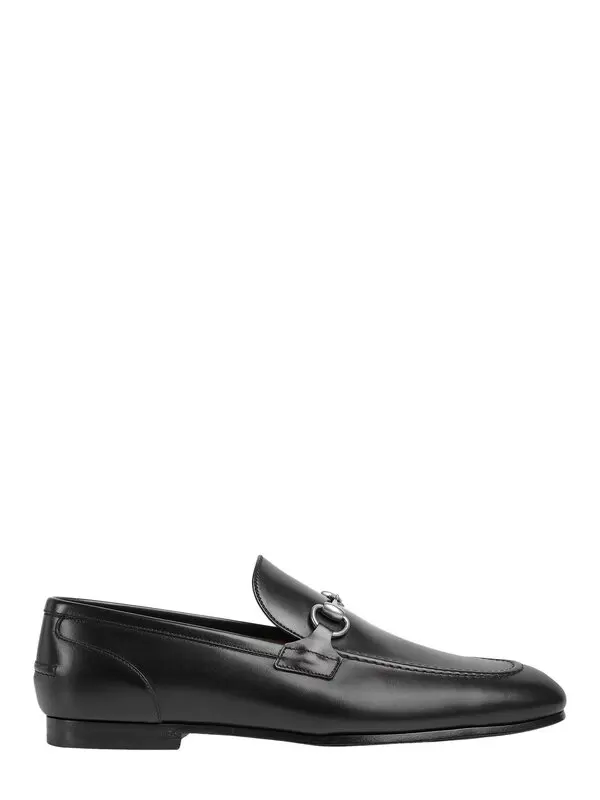 Gucci Low-cut Leather Flat Loafers With Silver-tone Hardware - Nero