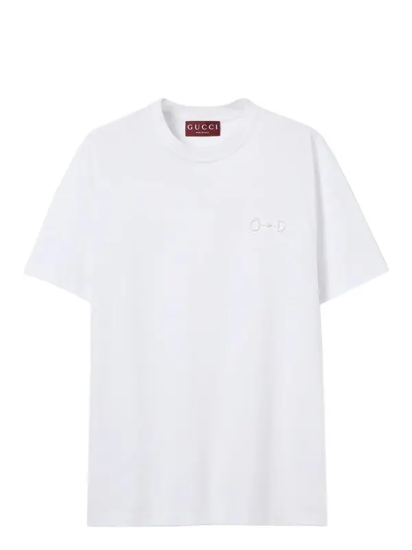 Gucci Embroidered Beaded Thread Clip Crewneck T-shirt - Bianco