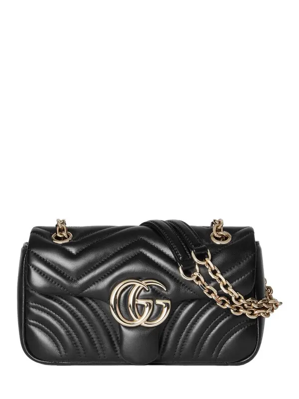 Gucci Quilted Chevron Lambskin Leather Shoulder Bag - Nero