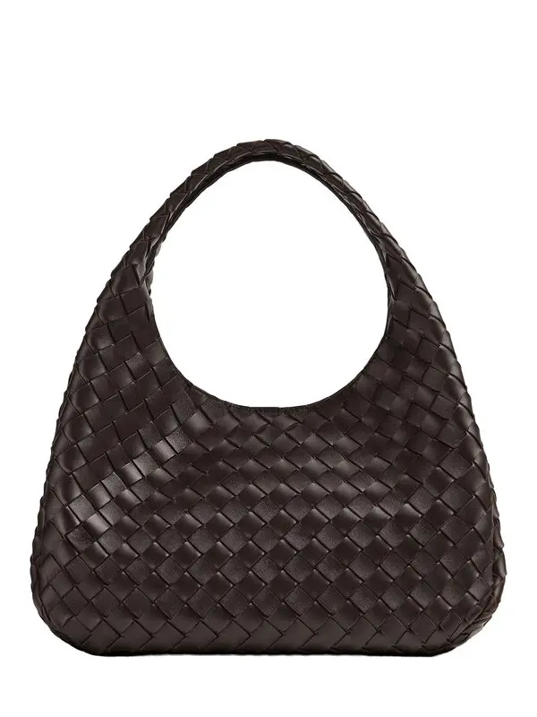 Bottega Veneta Mini Woven Leather Shoulder Bag - Marrone