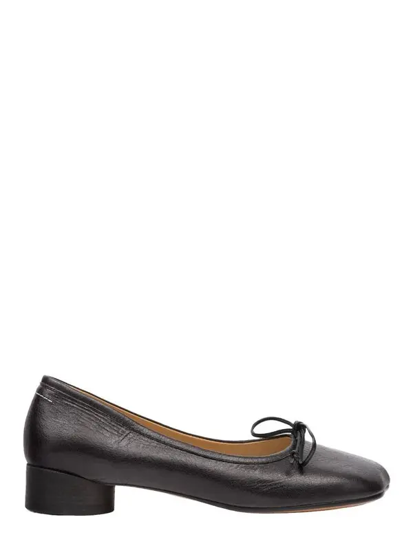 MAISON MARGIELA Leather Ballerina Flats With Block Heel - Black