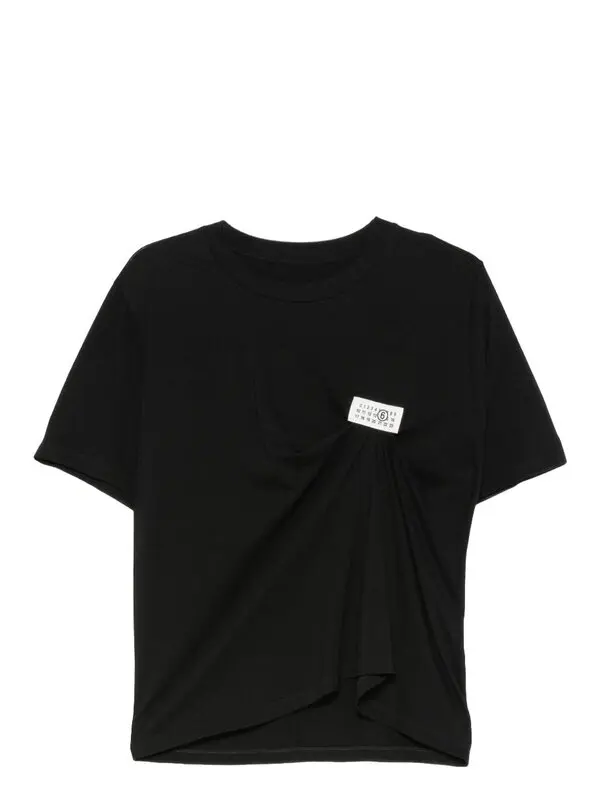 MAISON MARGIELA Gathered Detail Cotton T-shirt - Black