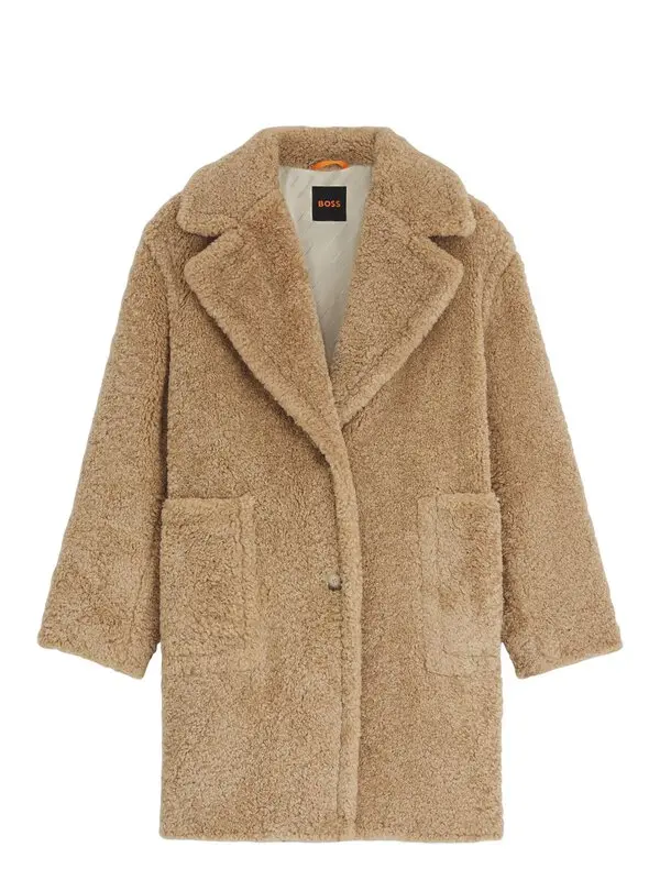BOSS Teddy Coat With Adjustable Collar - Brown