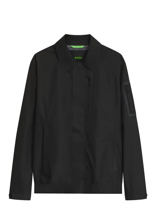 BOSS Water-repellent Blouson Jacket With Welded Front Placket - Black