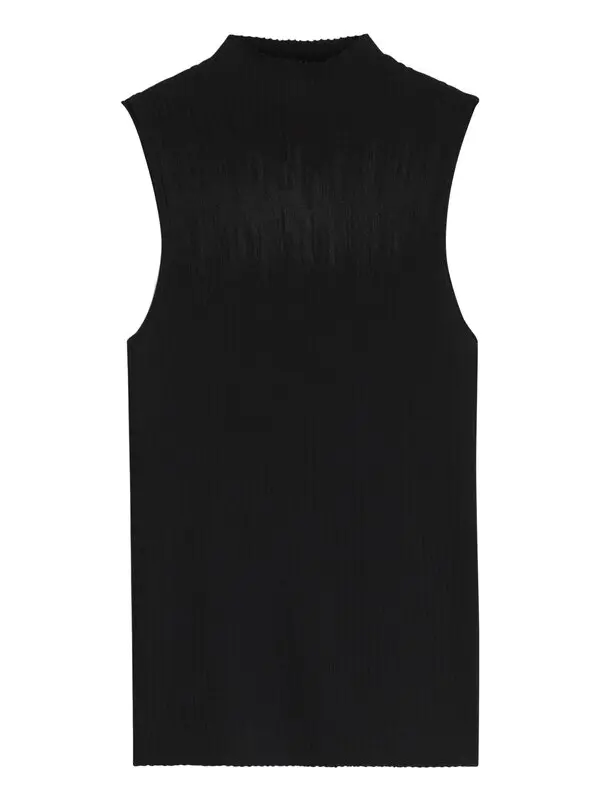 Hugo Knitted Top With Sheer Section - Black