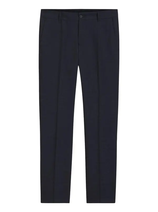 BOSS Slim-fit Virgin Wool And Linen Trousers - Dark Blue