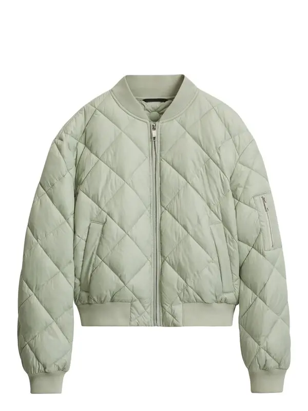 BOSS Water-repellent Diamond Quilted Bomber Jacket - Light Green