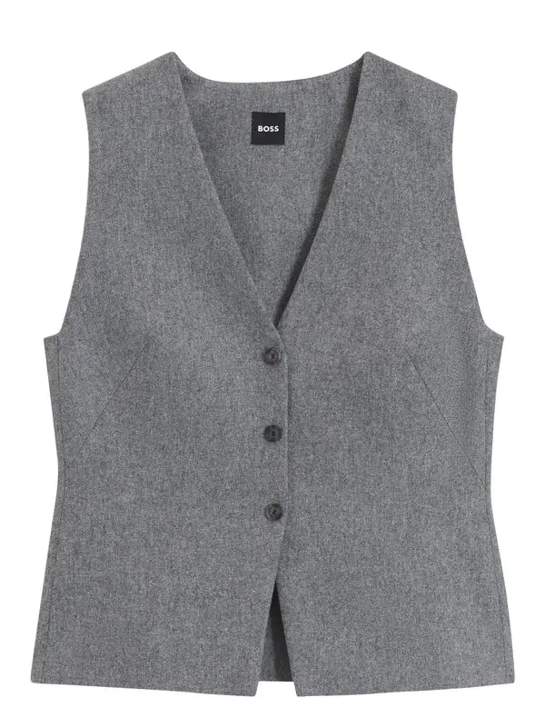 BOSS Melange Flannel Slim-fit Vest - Light Grey
