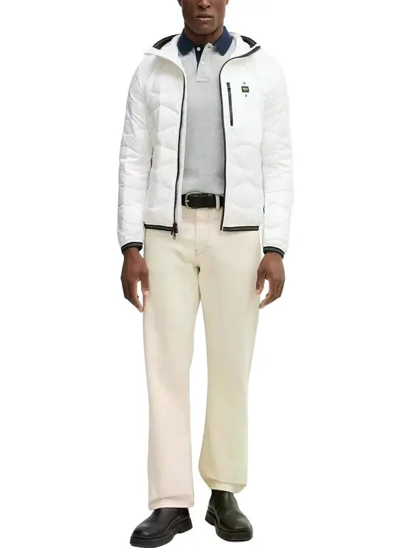 BLAUER. Hooded Zip Jacket - White