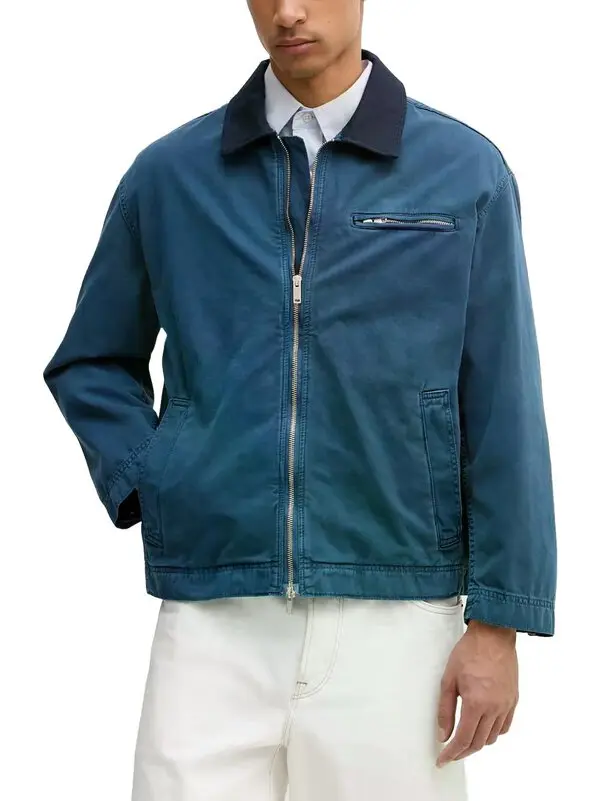 LES DEUX Contrast Collar Zip-up Jacket - Blue