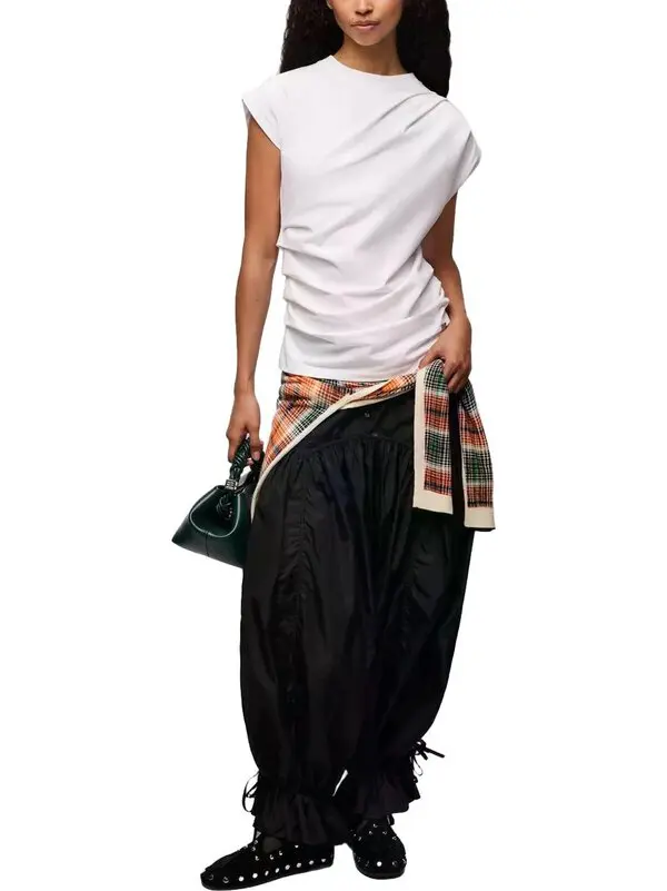 GANNI Draped Jersey Top - White