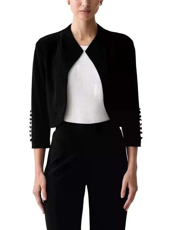Joseph Ribkoff Cropped Jacket With Button Cuffs - Black